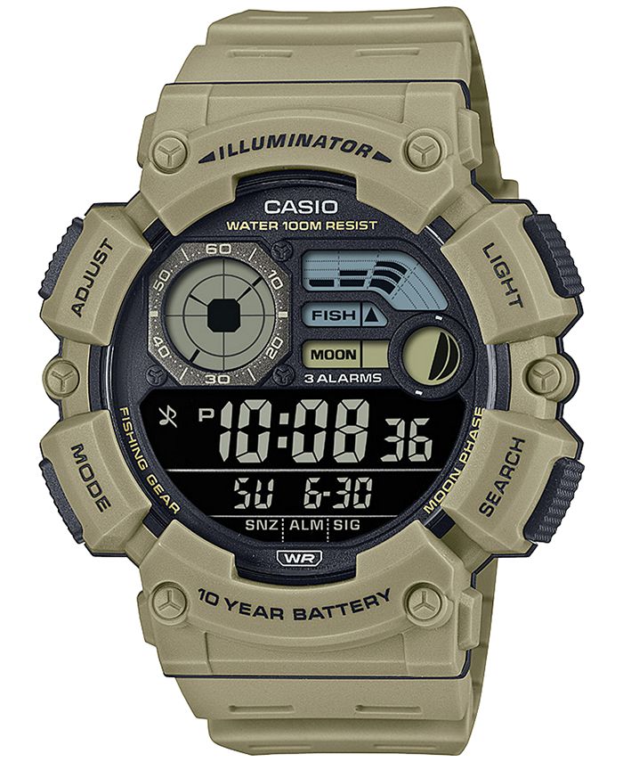 Casio Men's Digital Tan Resin Strap Watch 50mm - Macy's