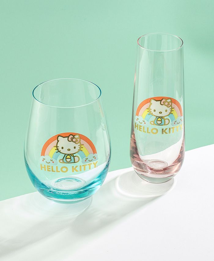 JoyJolt Hello Kitty Sweet Rainbow Stemless Drinking Glasses, Set of 4 ...