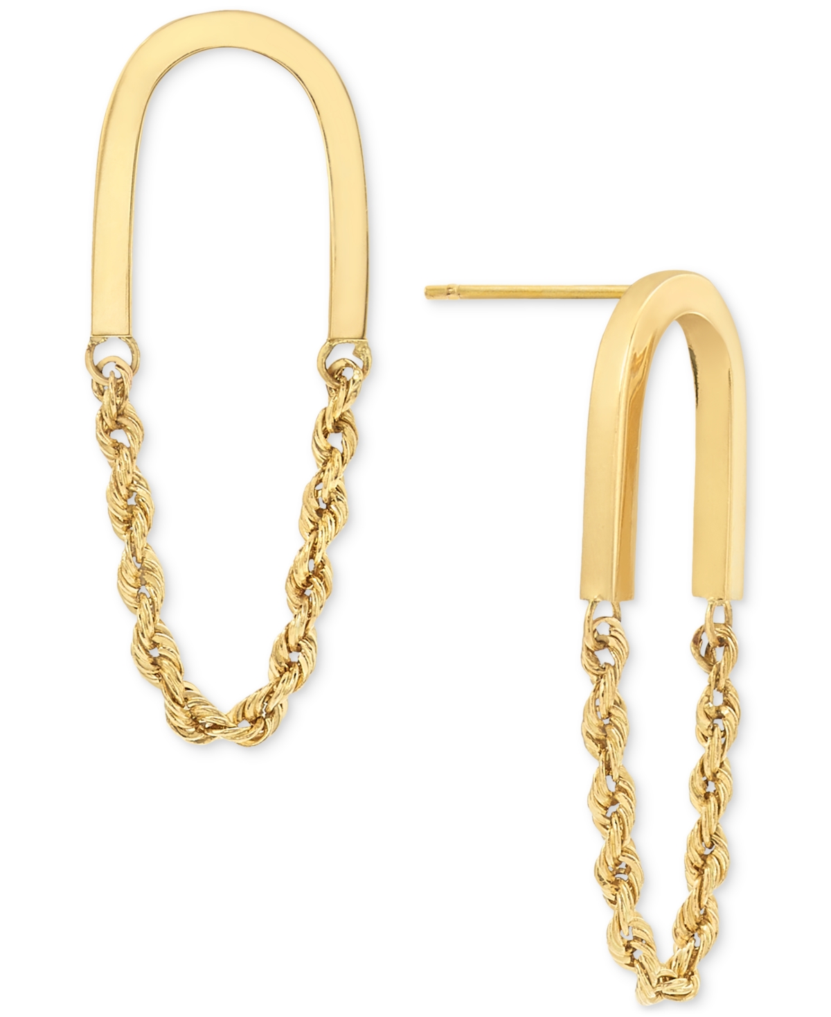 Click here for Polished U-Shaped Bar Rope Chain Link Drop Earring... prices
