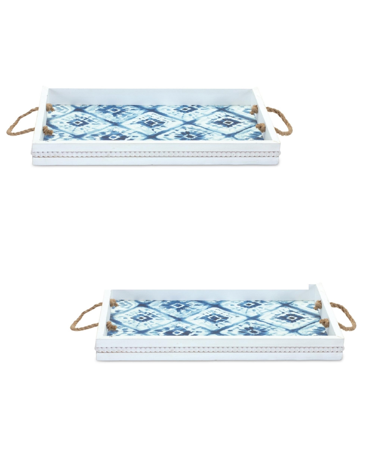 Click here for Wooden Tie-Dye Design Tray (Set of 2) - White  Blu... prices
