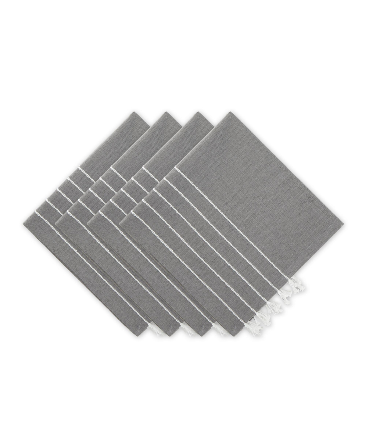 Click here for Design Imports Stripe Tassel Napkin Set of 4 - Gra... prices
