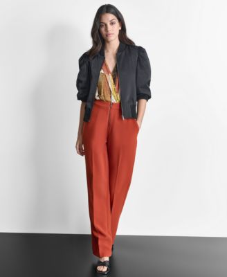 DKNY Shine Sateen Jacket, Wrap Top & Wide-Leg Pants - Macy's