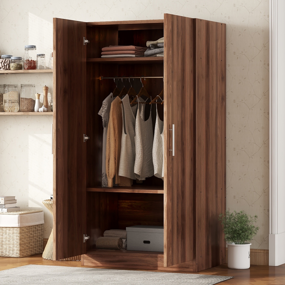 Click here for Streamdale 2-Door Wooden Wardrobe Armoire with 3 S... prices