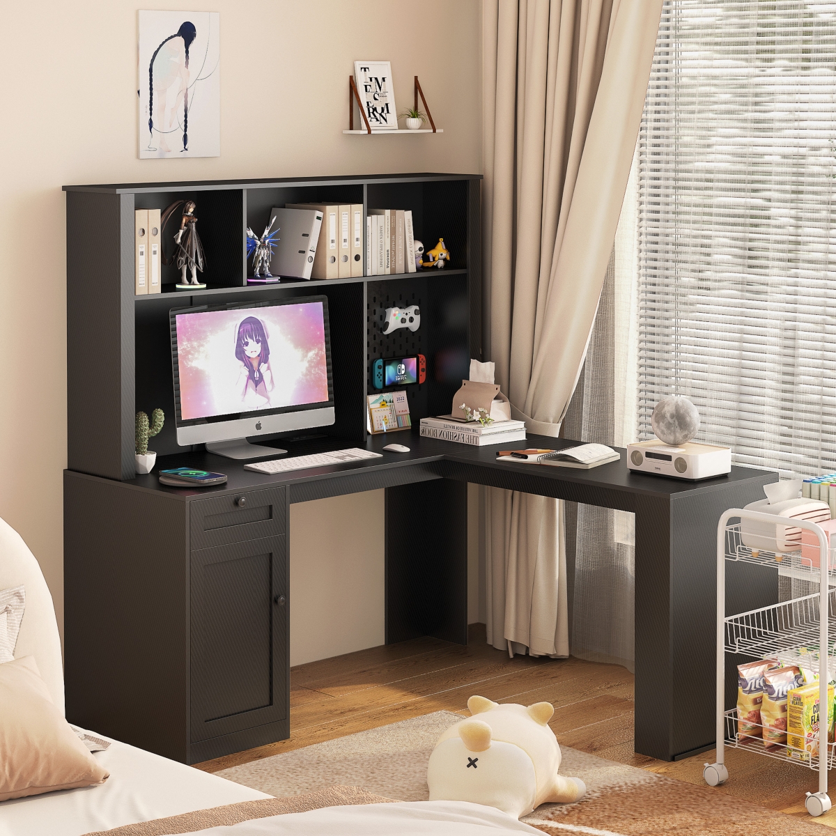 Click here for Streamdale Space-Saving L-Shaped Desk with 2 Usb P... prices