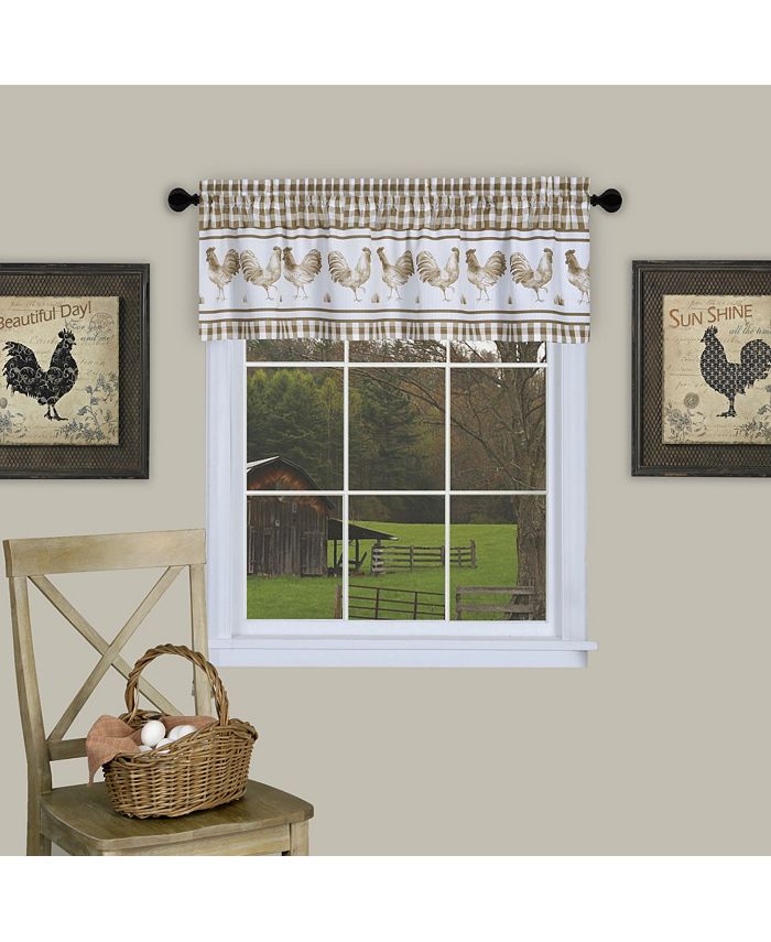 Kate Aurora Country Farmhouse Barnyard Plaid Rooster Kitchen Curtain ...