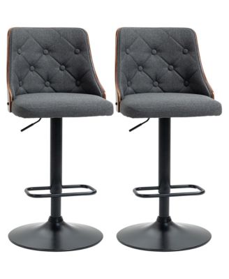 HOMCOM Adjustable Swivel Counter Height Bar Stools Set of 2, Linen ...