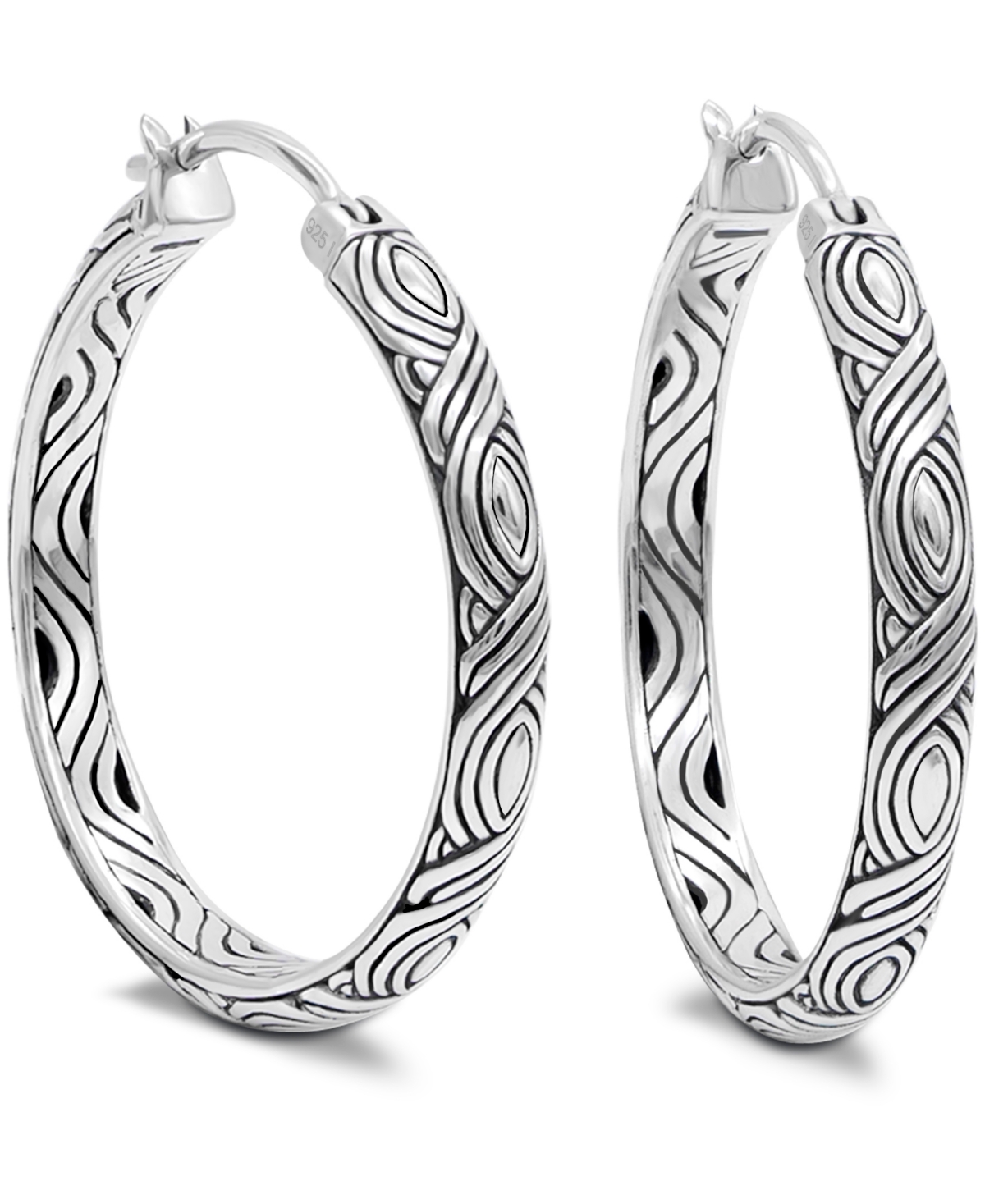 Click here for Devata 35mm Bali Woven Hoop Earrings in Sterling S... prices