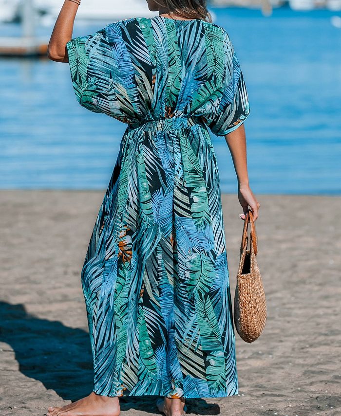 CUPSHE Women's Tropical Plunging-V Maxi Beach Dress - Macy's