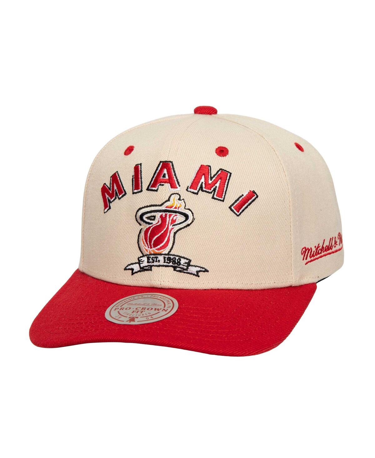 Click here for Mitchell & Ness Mens Cream/Red Miami Heat 3x Nba C... prices
