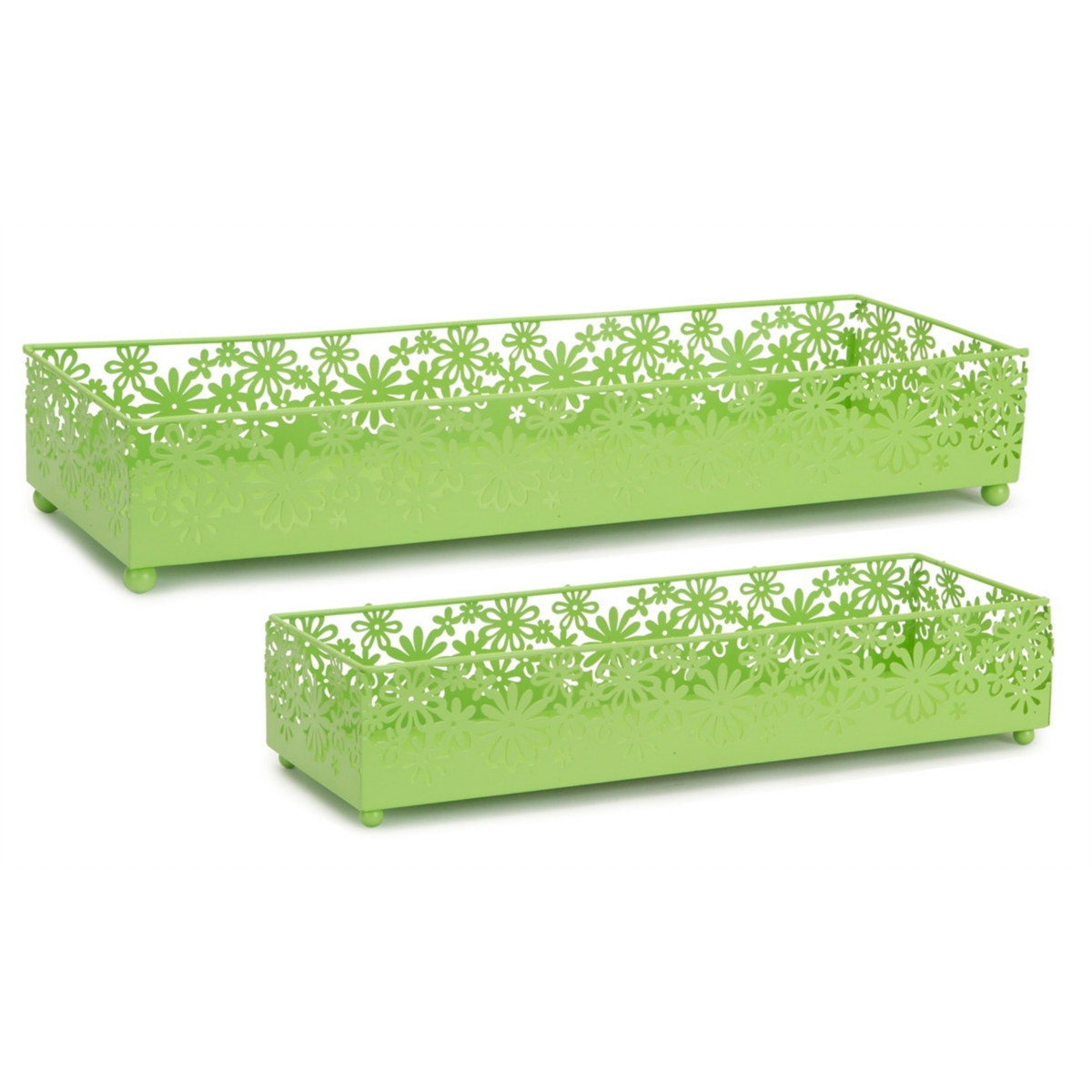 Click here for Metal Cut Out Daisy Tray Planter (Set of 2) - Gree... prices