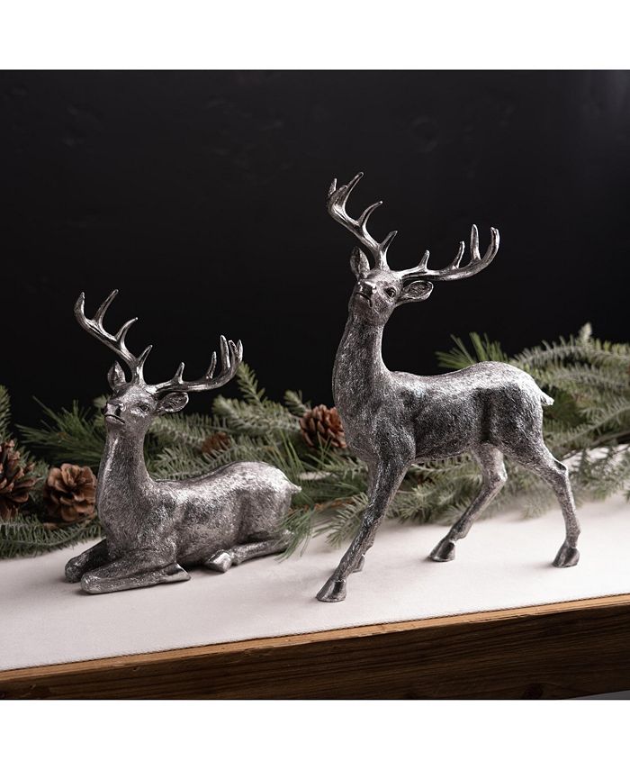 Slickblue Silver Deer Statue (Set of 2) - Macy's
