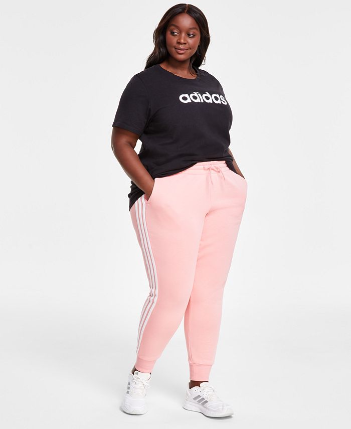 adidas Plus Size Essentials 3-Stripe Fleece Joggers - Macy's