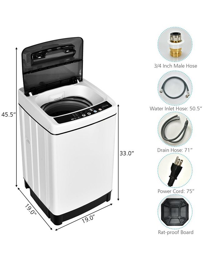 Gymax Compact Full-automatic Washing Machine Laundry Washer w/ 11 lbs ...
