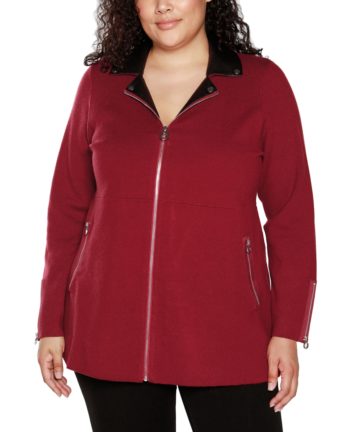 Click here for Belldini Plus Size Black Label Collared Sweater Ja... prices