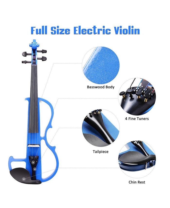 Yescom 4/4 Full Size Electric Violin Wood Silent Fiddle Fittings ...