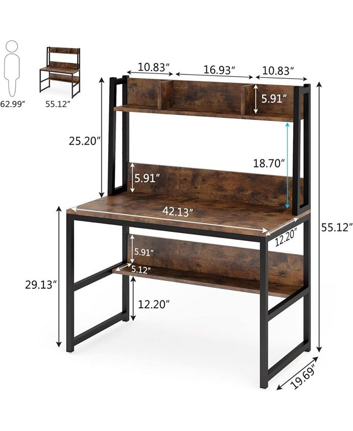 Tribesigns Computer Desk with Hutch, Wooden Small 42-inch Desk ...
