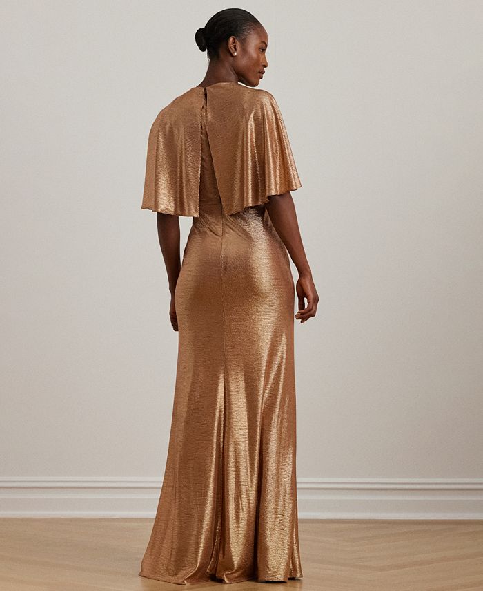 Lauren Ralph Lauren Women's Metallic Cape-Overlay Gown - Macy's