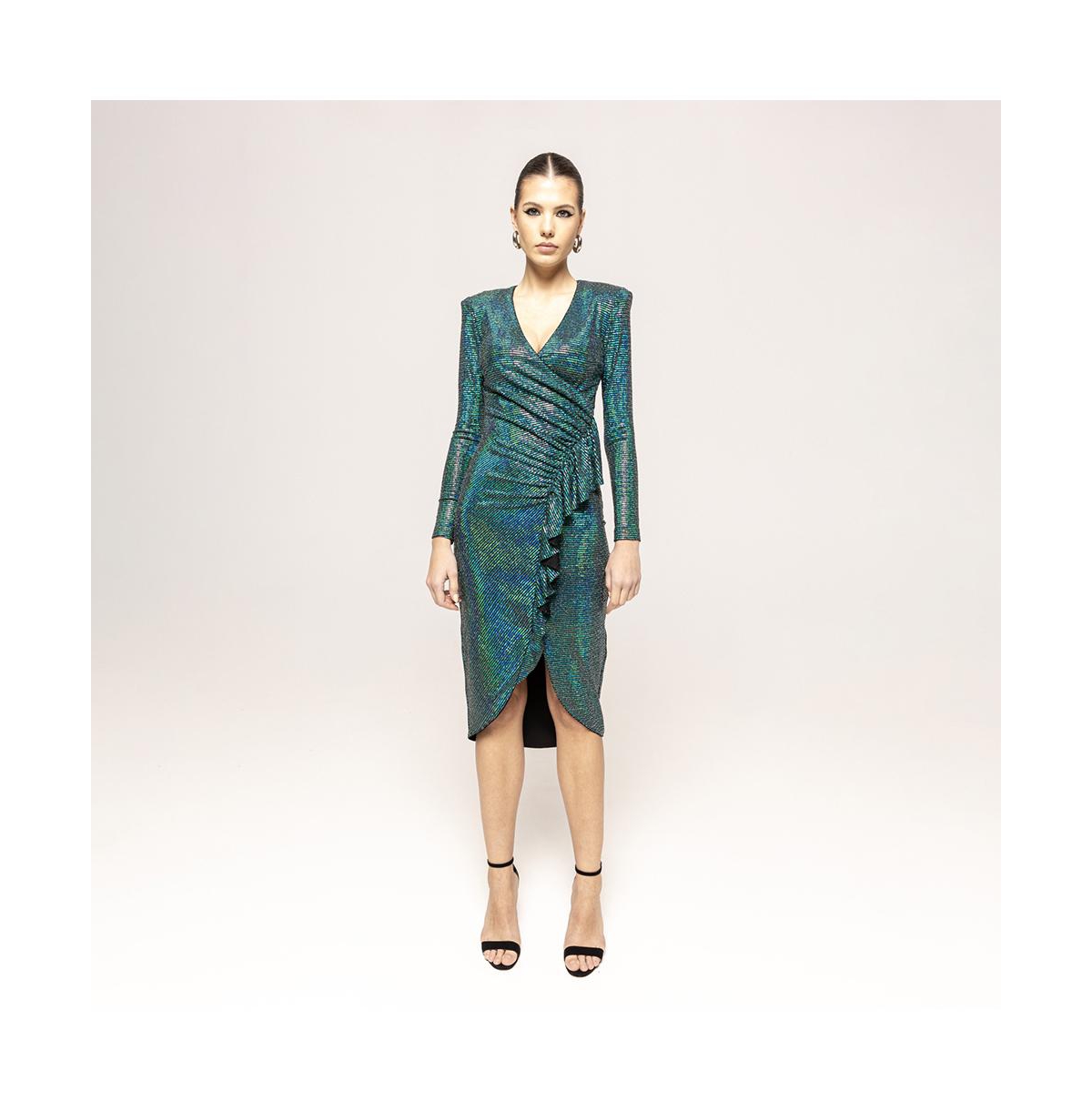 Click here for Nissa Womens Sequined Ruffle-Detail Midi Dress - G... prices
