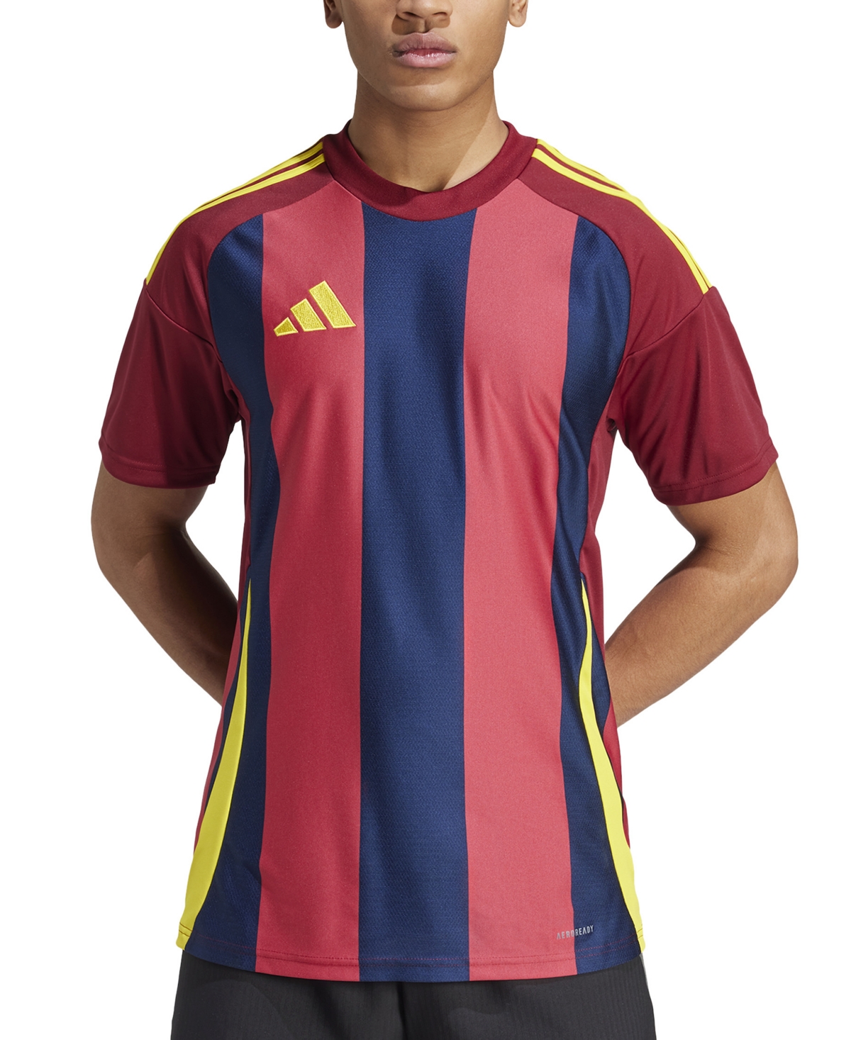 Click here for adidas Mens Stripe Logo Jersey T-Shirt - Burg / Nv... prices