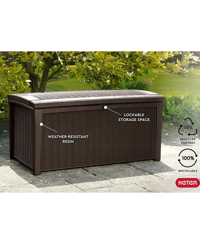 Keter Borneo 110 Gallon Rattan Wicker Resin Patio Deck Storage Box ...