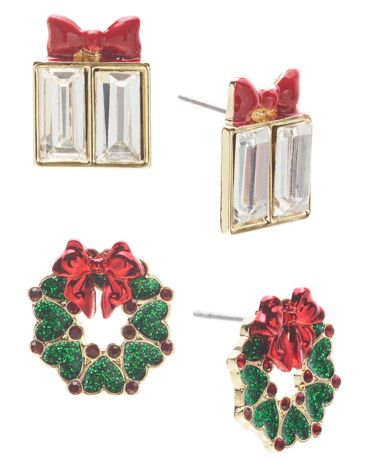 Click here for Holiday Lane Presents & Wreaths Crystal Stud Earri... prices