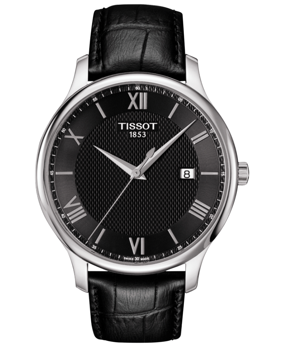 Click here for Tissot Mens Swiss Tradition Black Leather Strap Wa... prices