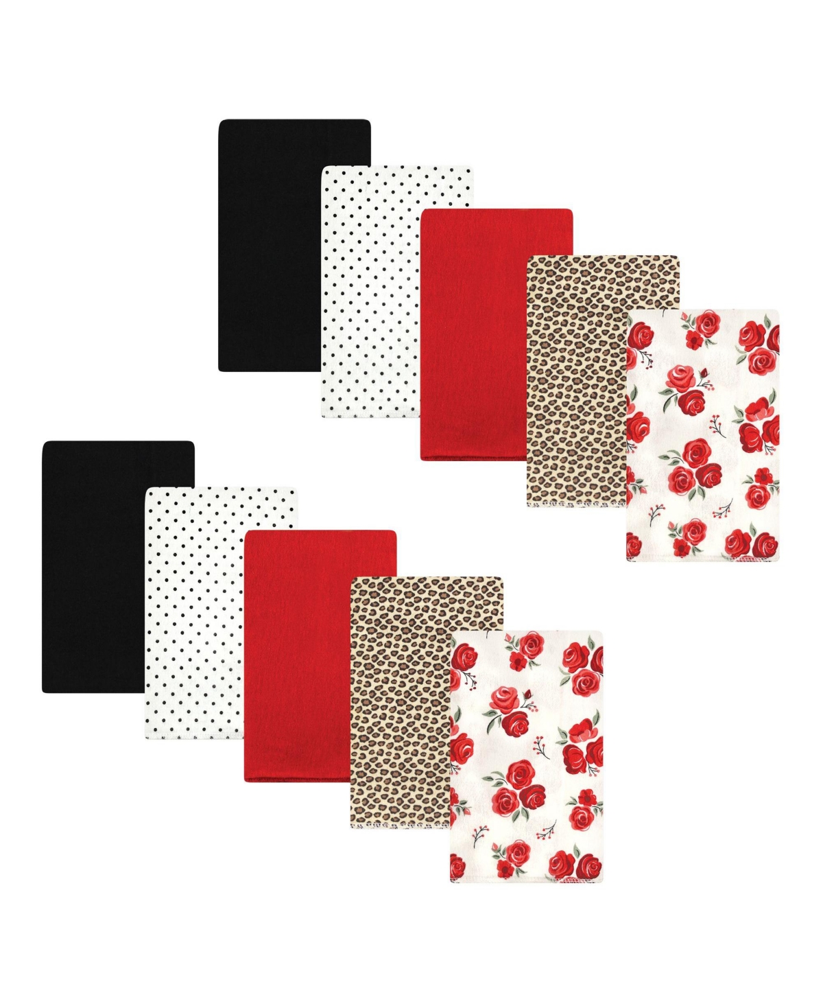 Hudson Baby Girls 10Pk Flannel Burp Cloth - Rose leopard