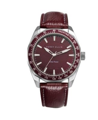 Perry Ellis Men's Solar Powered Silver Tone Aluminum Bezel Strap Watch ...