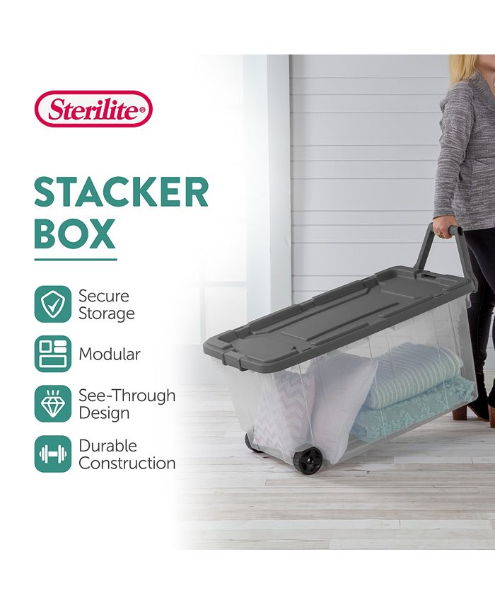 Sterilite 160 Qt Latching Stackable Wheeled Storage Box Container w ...