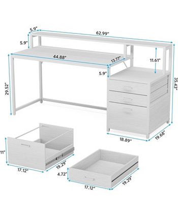 Tribesigns 63 Inch Computer Desk with File Drawer Cabinet, Ergonomic ...
