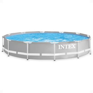Intex 12 foot x 30 inch Prism Frame Round Above Ground Swimming Pool ...