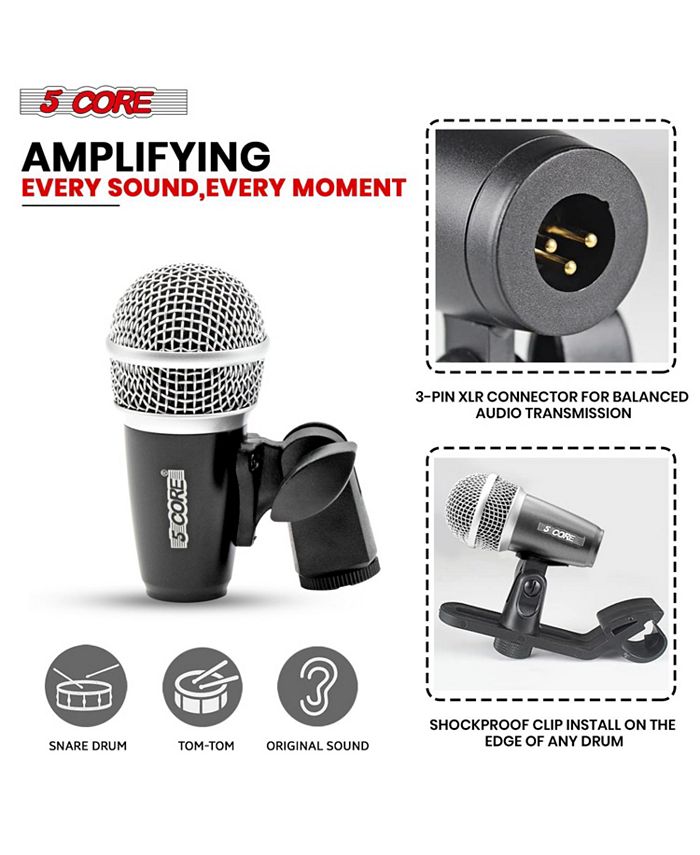 5 Core Conga Mic Cardioid Dynamic XLR Microphone For Kick Drum Snare ...