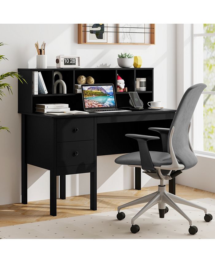 Slickblue 48 Inch Computer Desk with Drawers Power Outlets - Macy's