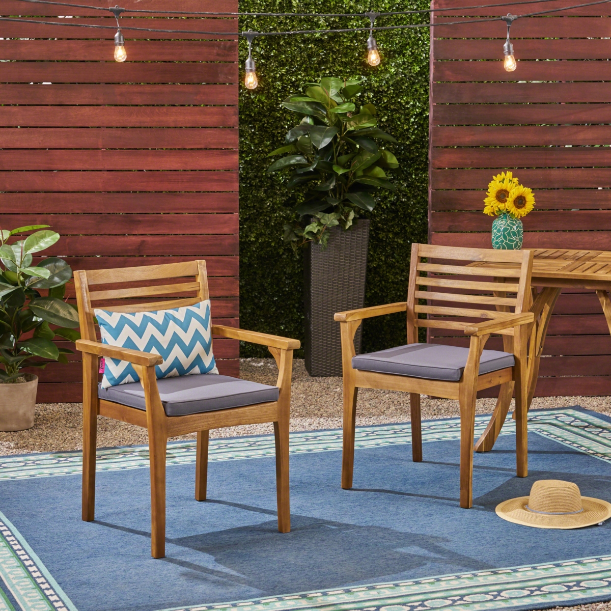 Click here for Streamdale Teak & Wicker Patio Dining Chair With D... prices