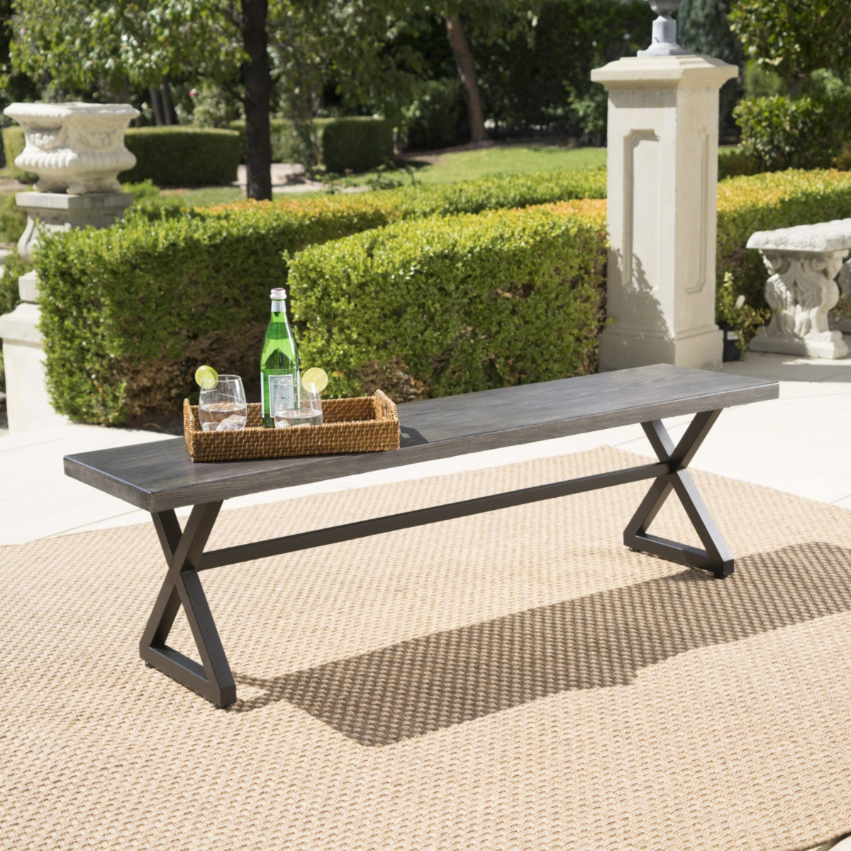 Click here for Streamdale Modern Outdoor Aluminum Bench With Stee... prices