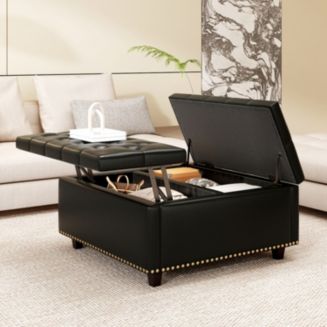 Streamdale PU Leather Oversized Storage Ottoman with Nailhead Trim - Macy's