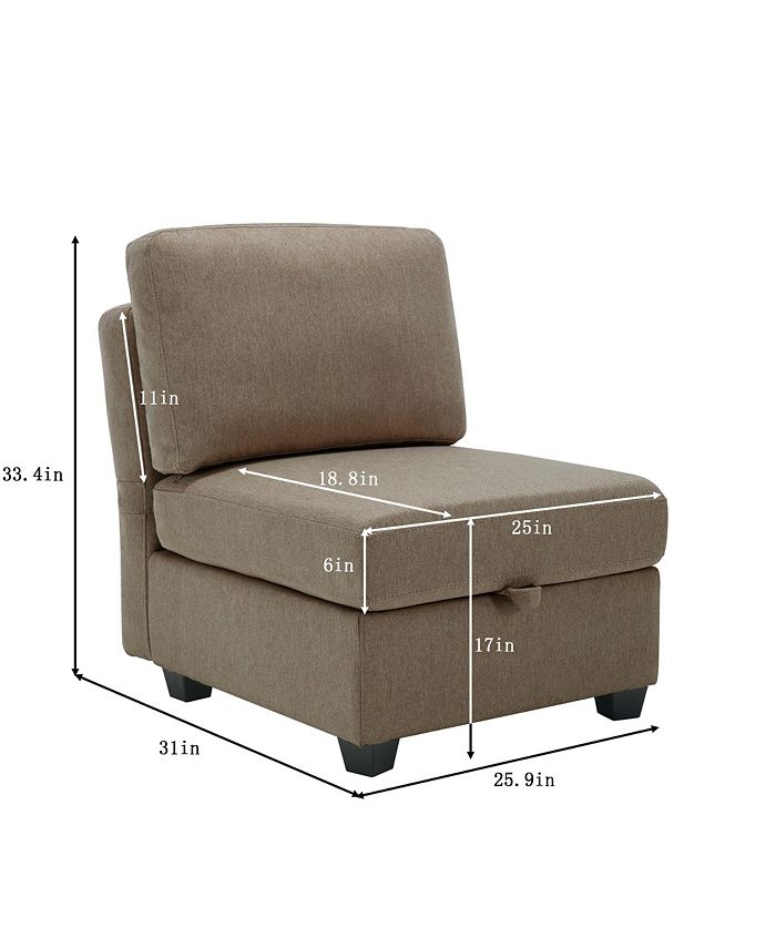 Simplie Fun Modular Sectional Sofa with Storage and Adjustable Backs ...