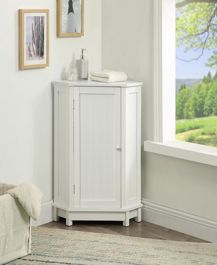 Simplie Fun Modern Triangle Corner Bathroom Cabinet with Adjustable ...