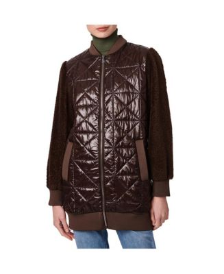 Bernardo Women's Light Weight Quilted Jacket with Faux Fur Sleeves - Macy's