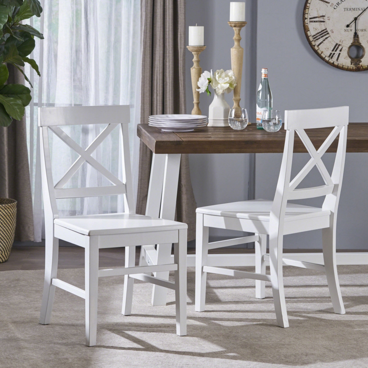 Click here for Streamdale Acacia Wood Farmhouse Dining Chairs  Wh... prices