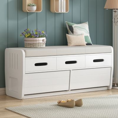 Simplie Fun Rustic Storage Bench with Hidden Storage and Shoe Bench ...