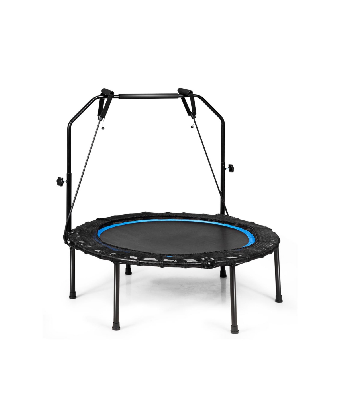 Slickblue 40 Inch Foldable Fitness Rebounder with Resistance Bands Adjustable Home - Blue