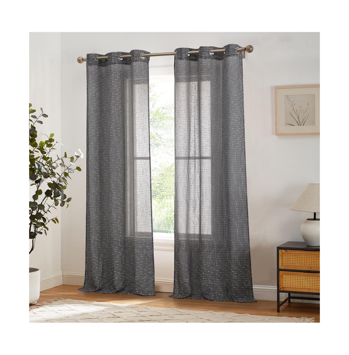 Click here for Hlc.me Emily Faux Linen Semi Sheer Light Filtering... prices