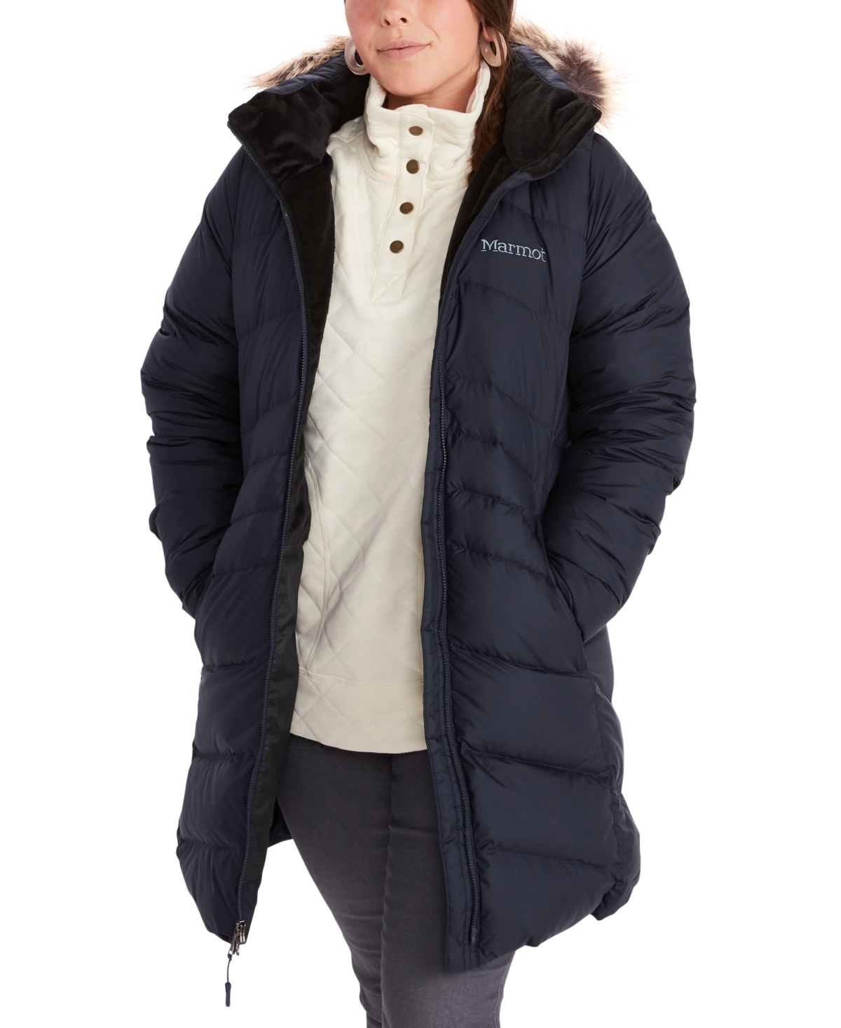 Click here for Marmot Womens Montreal Hooded Faux-Fur-Trim Coat -... prices