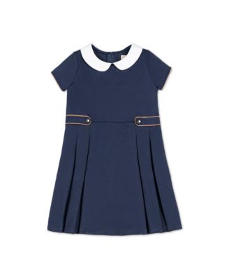 Hope & Henry Big Girls Pleated Ponte Dress with Peter Pan Collar - Macy's