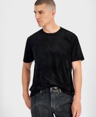 GUESS Men's Garrett Relaxed Fit Faux Suede Short Sleeve Crewneck T ...