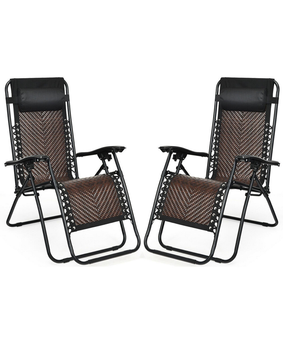 Click here for Gymax Set of 2 Folding Rattan Patio Zero Gravity L... prices
