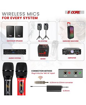 5 Core Wireless Microphone Pair UHF Professional Handheld Microfonos ...