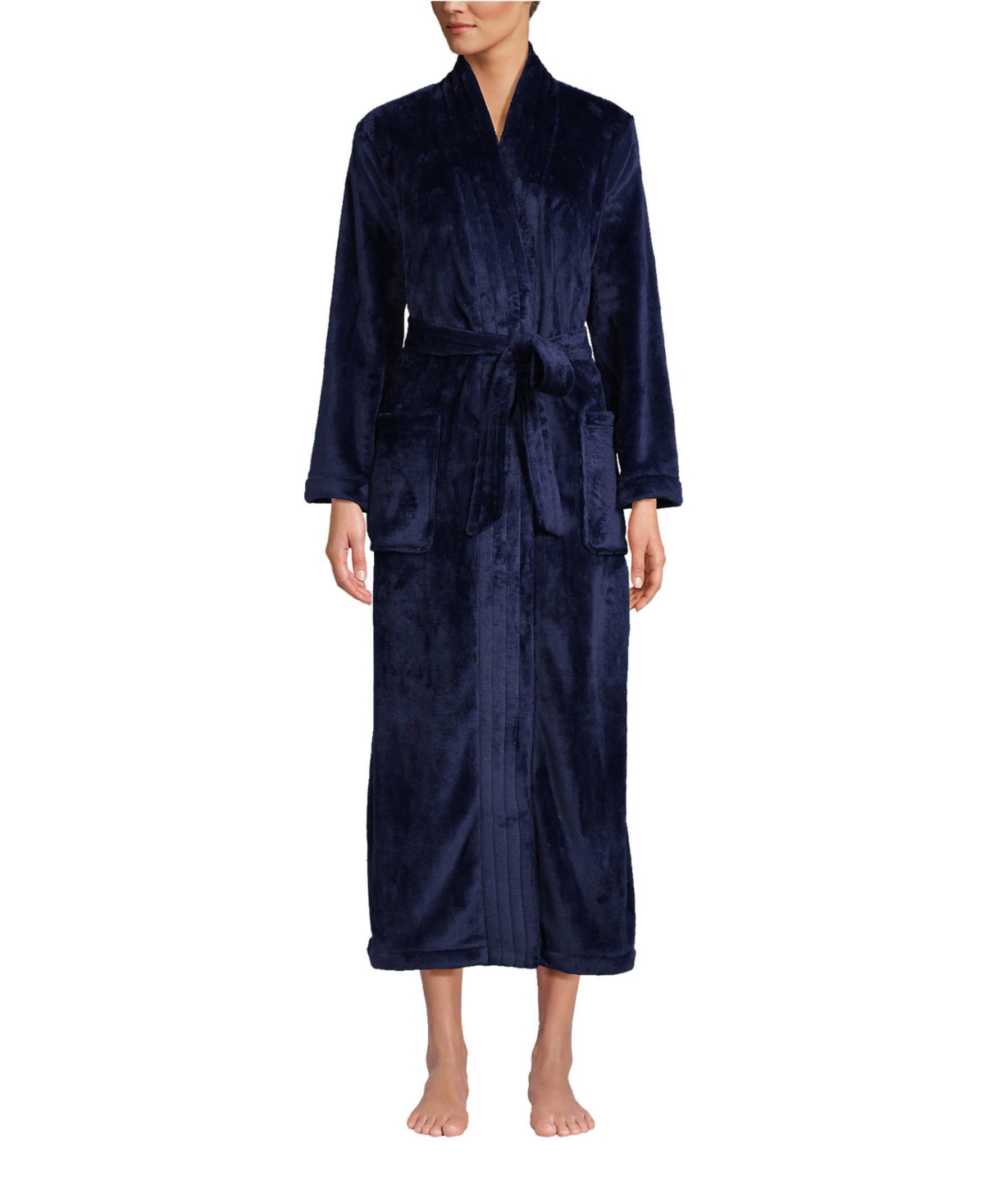 Click here for Lands End Womens Cozy Plush Long Wrap Robe - Deep... prices