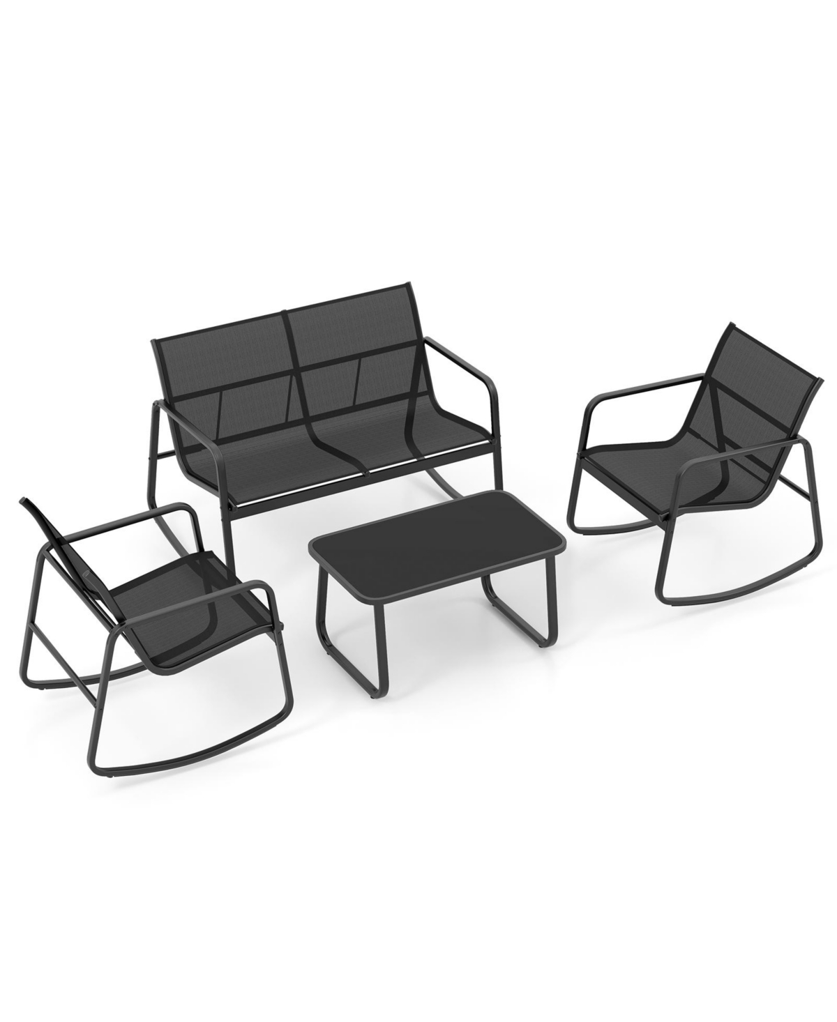 Click here for Vebreda 4 Piece Patio Rocking Set with Glass-Top T... prices